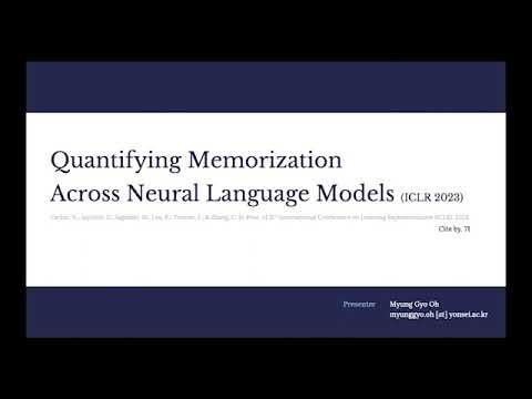 [논문 세미나] Quantifying Memorization Across Neural Language Models - YouTube