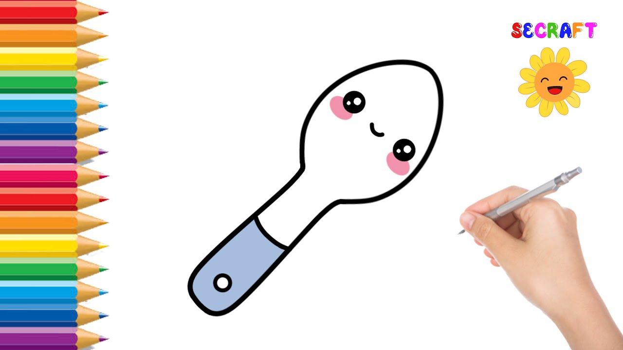 How to Draw a Spoon Easy, Cute Cutlery - YouTube
