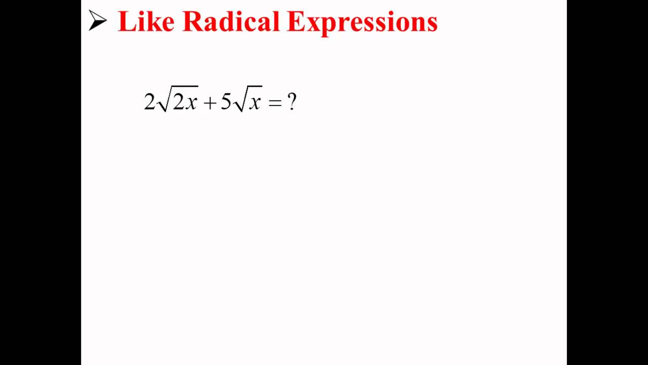 Like Radical Expressions - YouTube