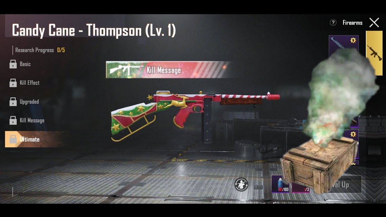 Candy Cane Thompson Upgradeable Gun Skin PUBG Mobile - YouTube