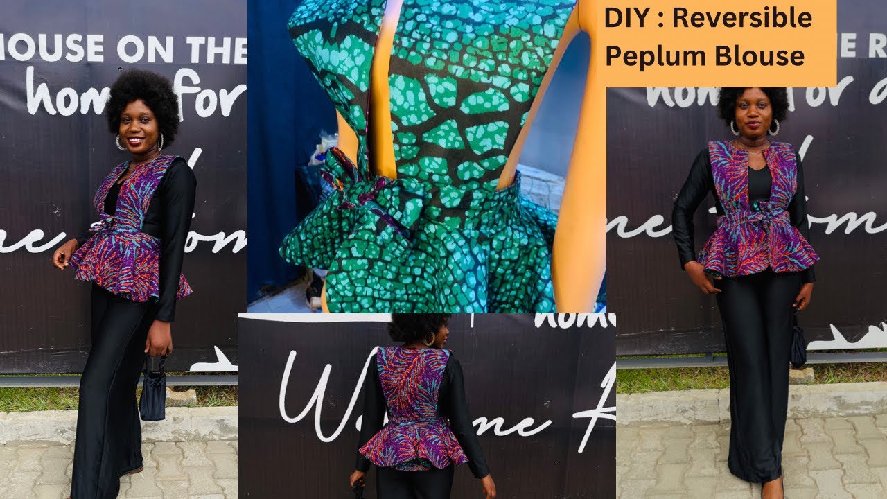 How To cut and Sew a Reversible Pinafore Peplum Blouse with 720 degree ...