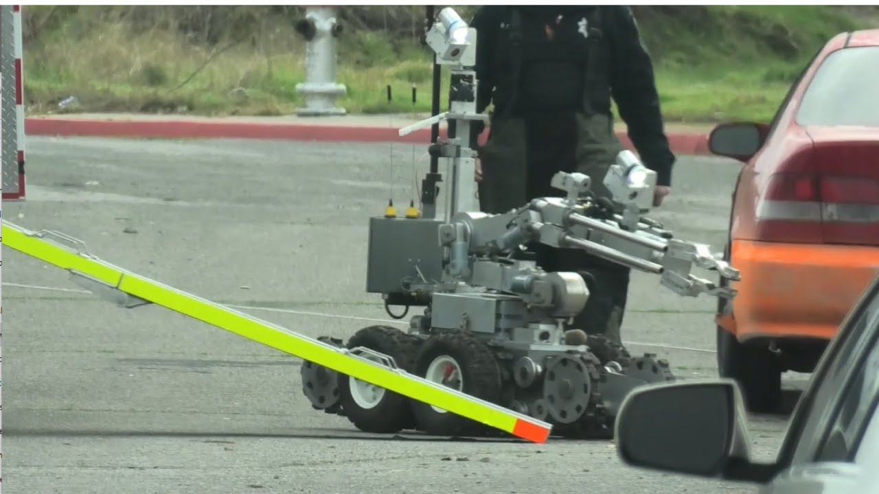 🚨 Police Bomb Squad Robot in Action: Suspicious Briefcase Near ...