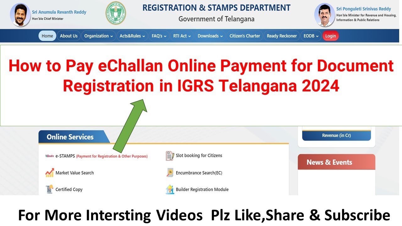 How to Pay eChallan Online Payment for Document Registration in IGRS Telangana 2024 - YouTube