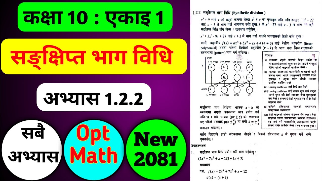 Class 10 Optional math Chapter 1 | Synthetic Division Class 10 Exercise ...