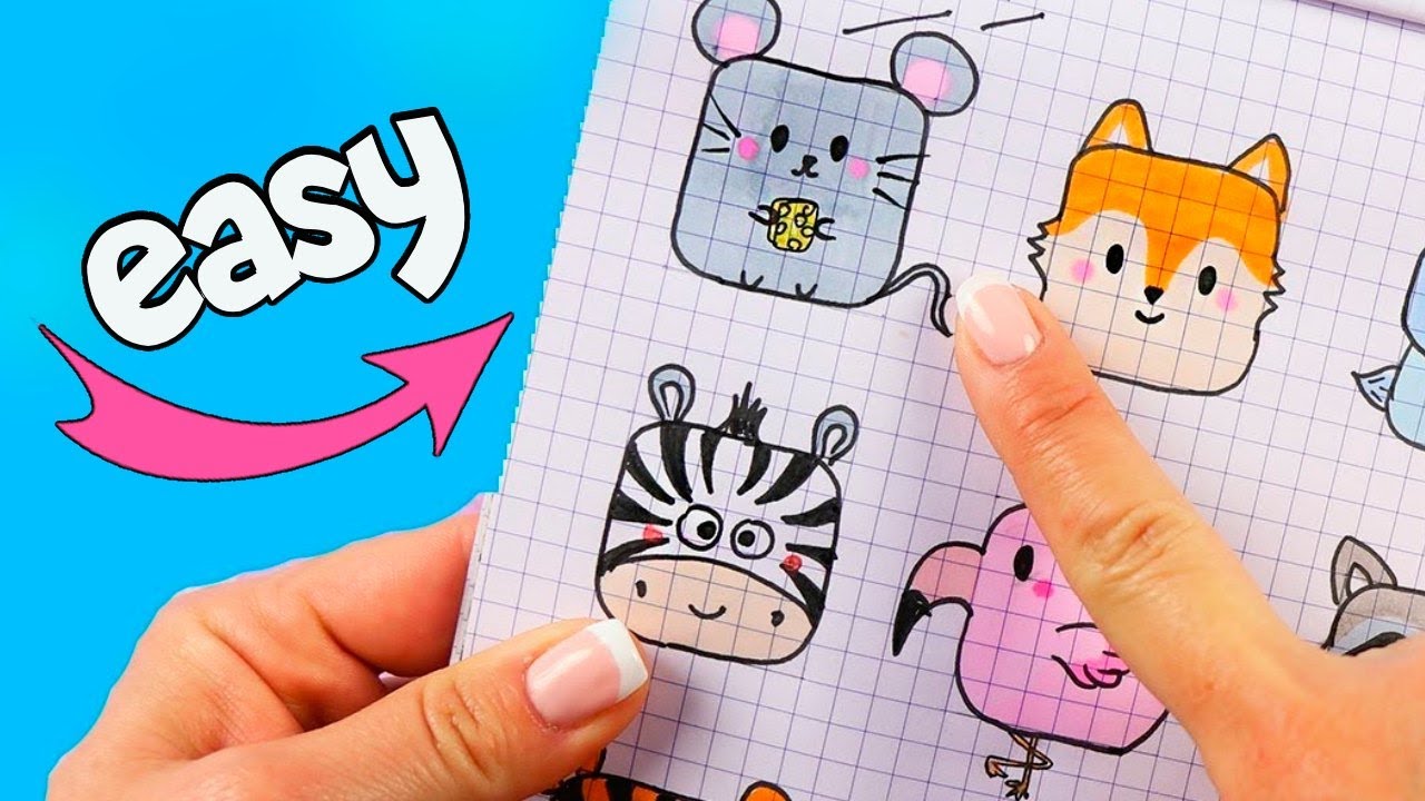 10 DIY Square Animals | EASY&CUTE drawings Part 3 - YouTube
