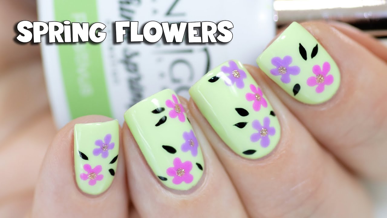 Nail Art for Spring - Simple Flowers for Beginners | Indigo Nails - YouTube