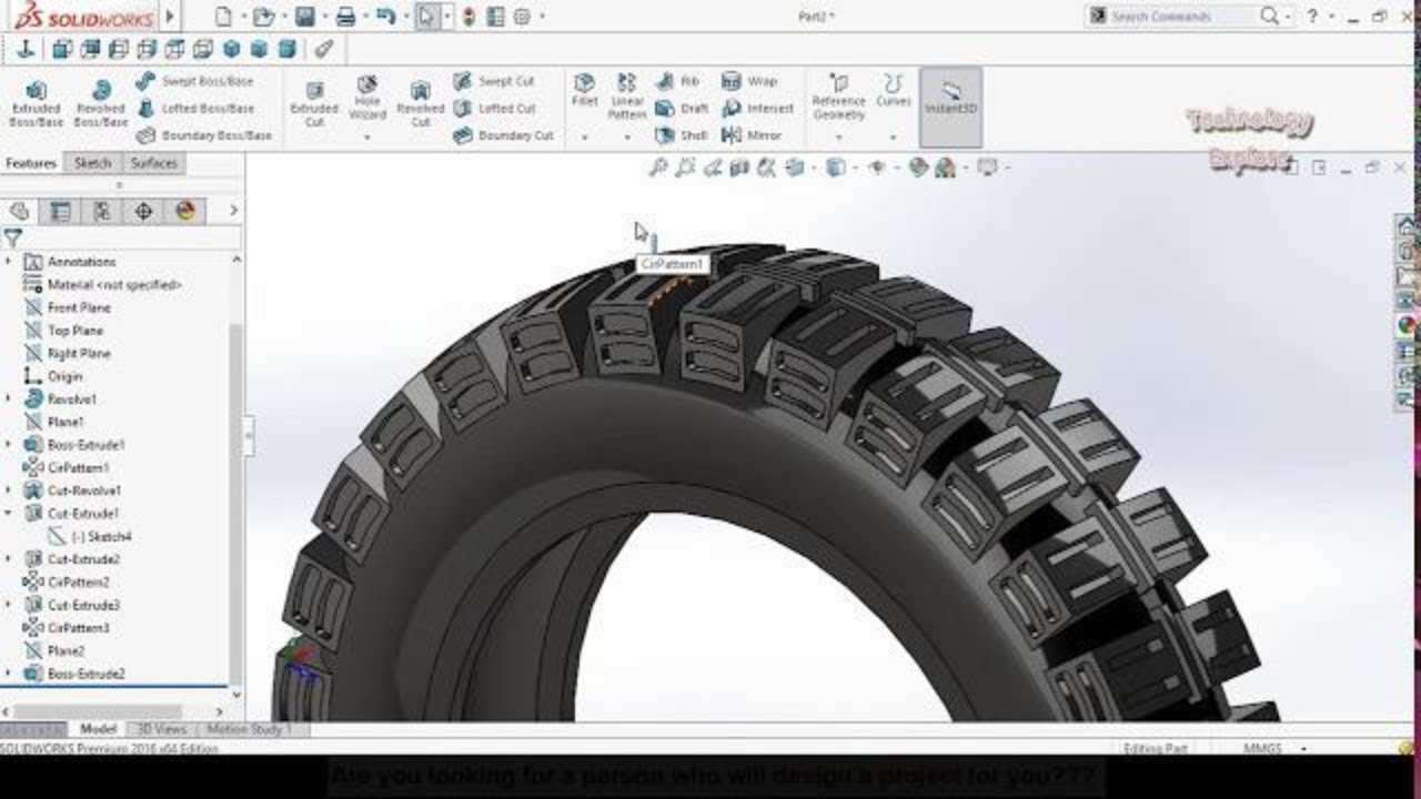 How to Design Car Tyre in SolidWorks with Text on the Surface - YouTube