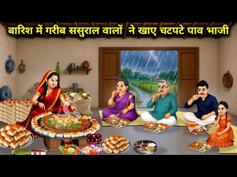 बारिश में गरीब ससुराल वालों ने खाए चटपटे पाव भाजी||The poor in-laws enjoyed spicy Pav Bhaji in the r