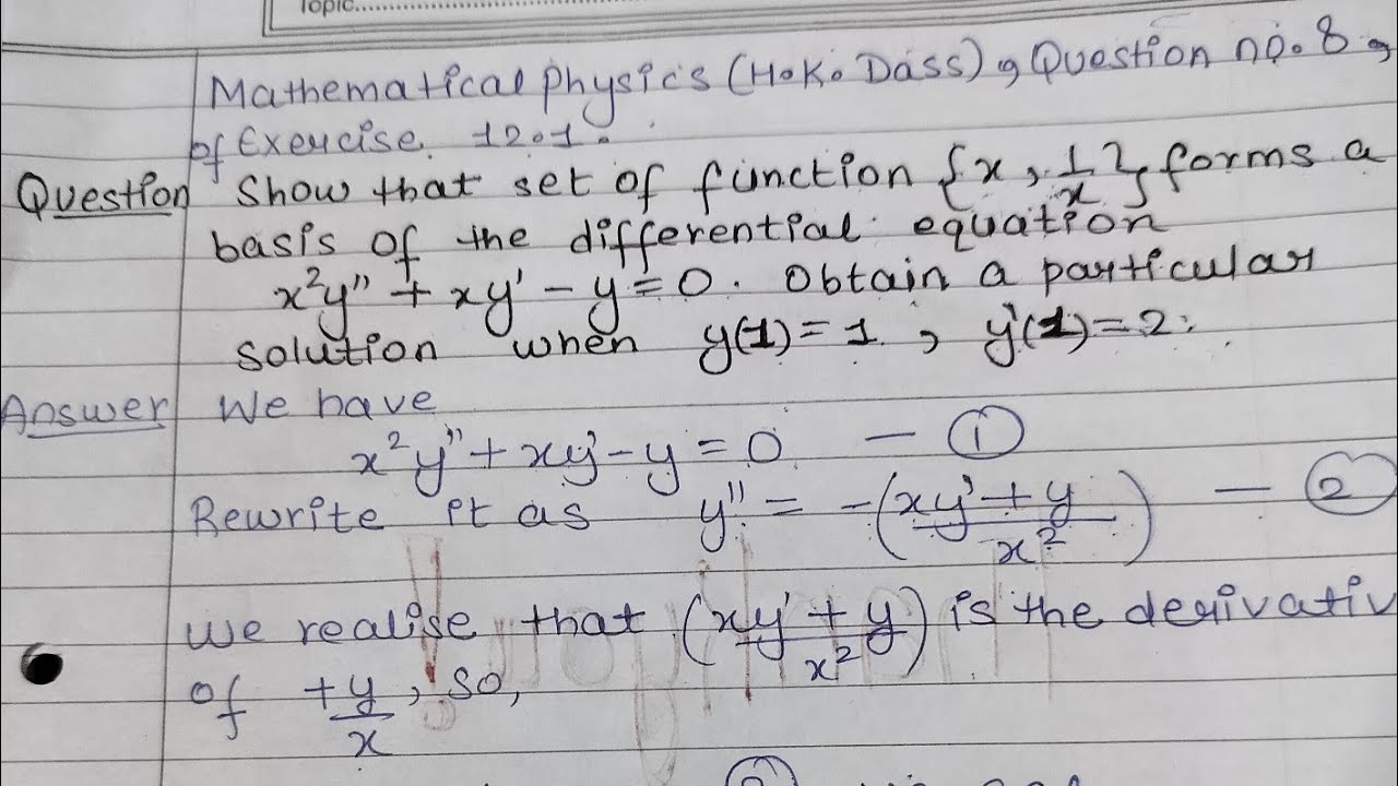 Show that set of function {x,1/x} forms a basis of the differential ...