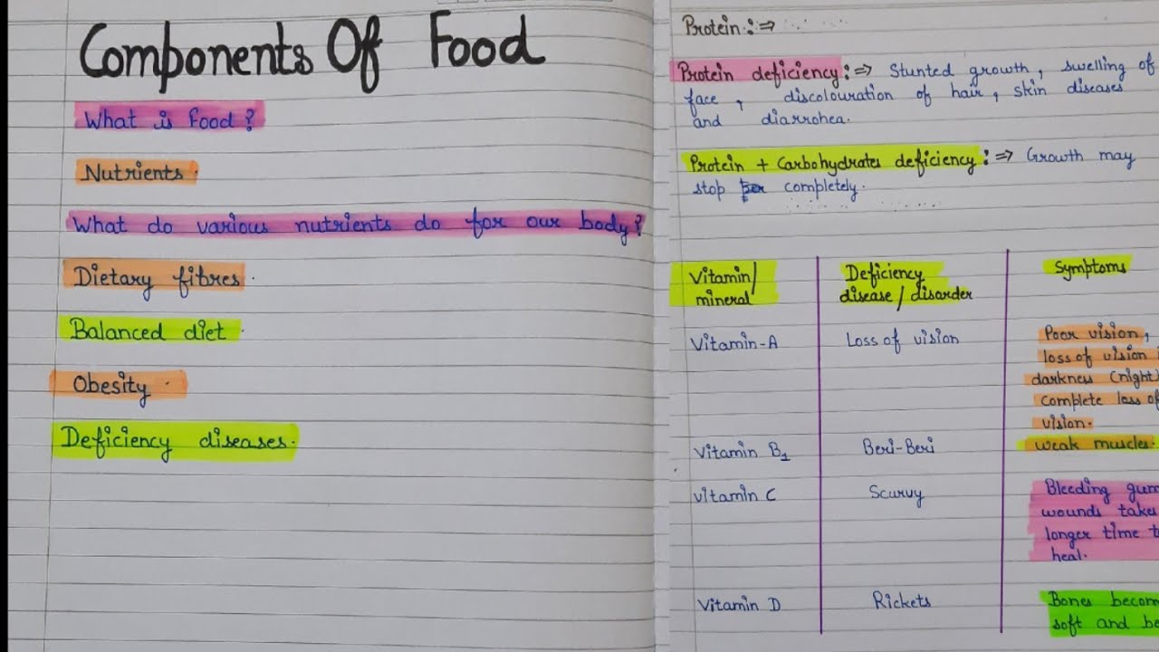 Food components class 6 || food components chapter 2 notes - YouTube