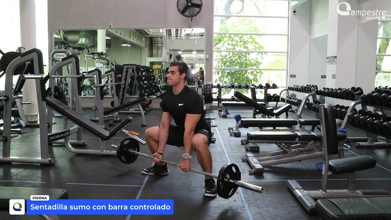 Sentadilla sumo con barra controlado - YouTube