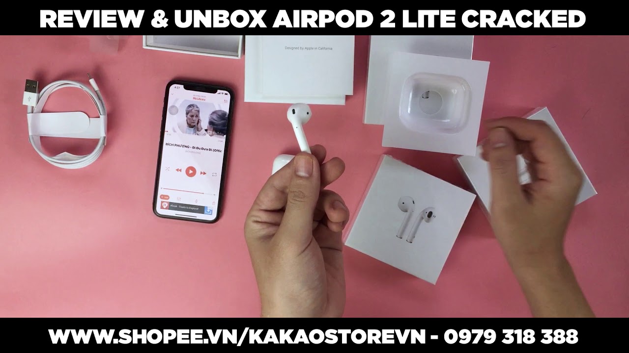 VIDEO REVIEW AIRPOD 2 LITE CRACKED KAKAO STORE VIETNAM - YouTube