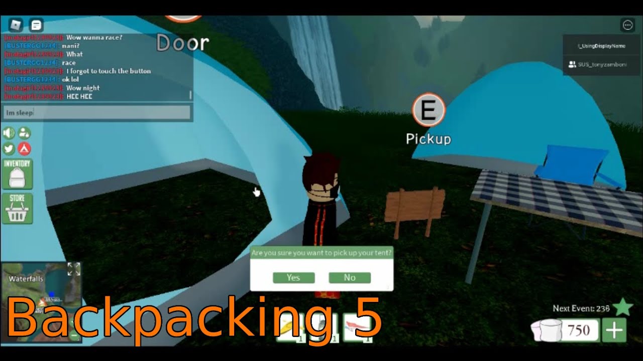 Camping on waterfall | Roblox Backpacking 5 - YouTube