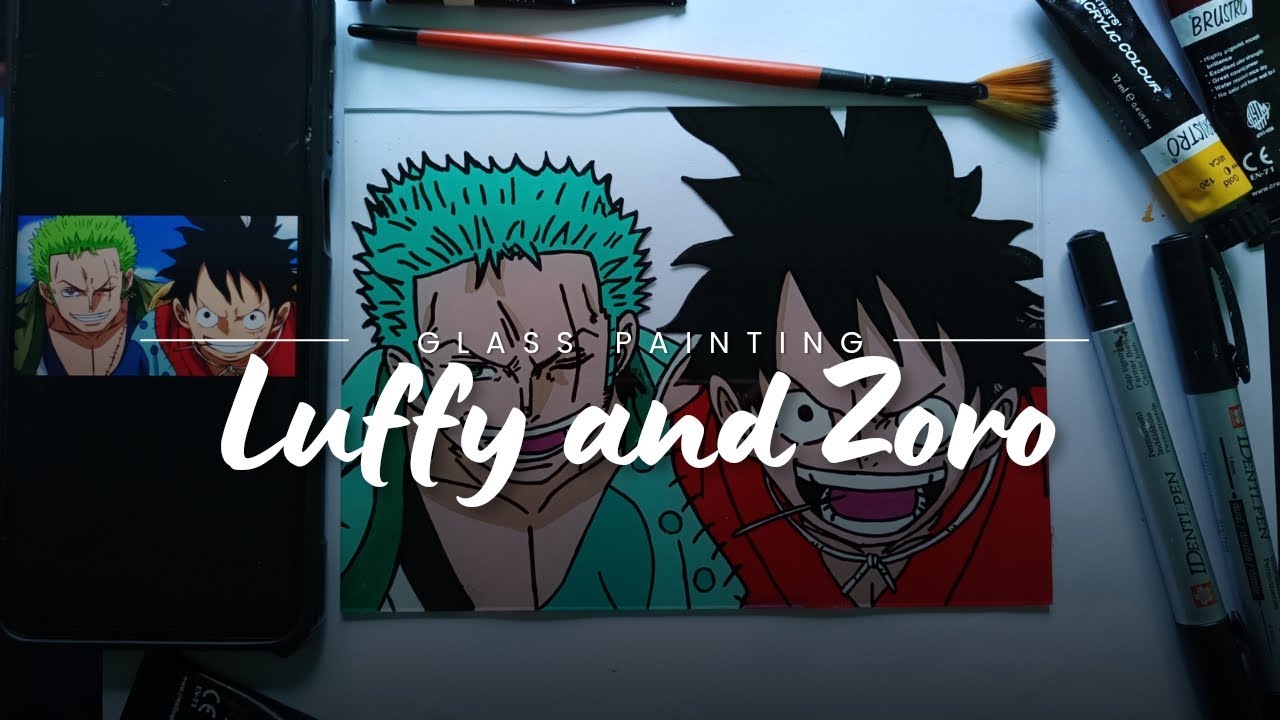 How to do Glass Painting||Luffy and Zoro Glass Painting||One piece ...