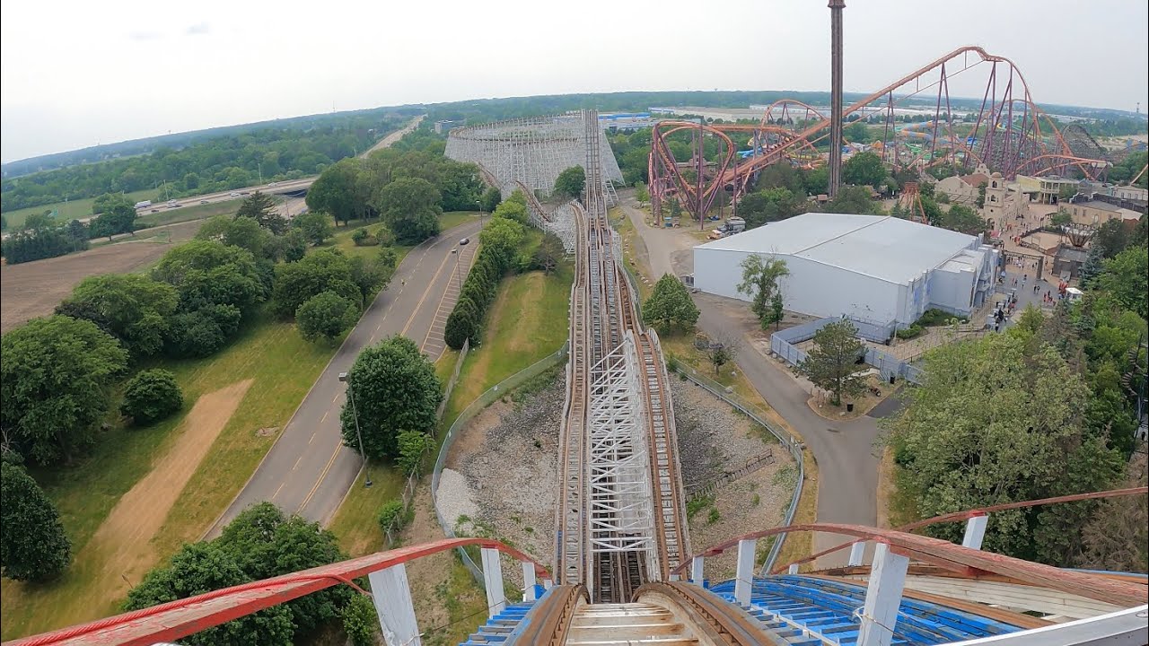 American Eagle RACING Wooden Roller Coaster 4K POV | Six Flags Great ...