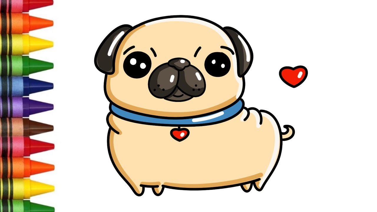 How to Draw a Cute PUG DOG Easy for Kids & Toddlers | Cute Little ...