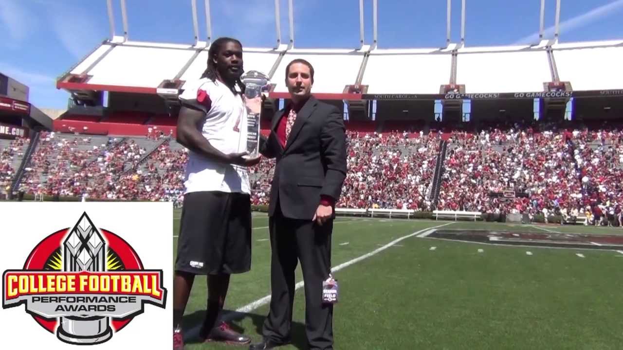 Jadeveon Clowney Earns 2012 CFPA Defensive Lineman Trophy - YouTube