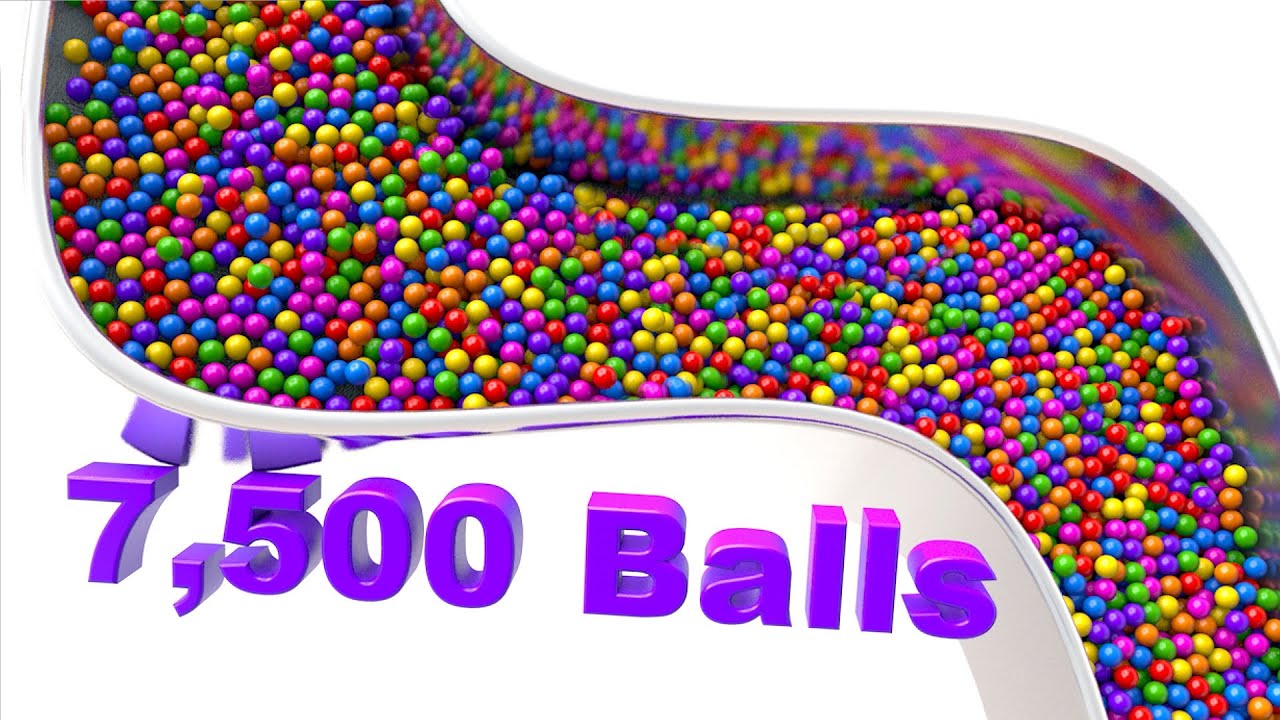 7500 Color Balls Marble run Slides and stairs Rigid body simulation ...