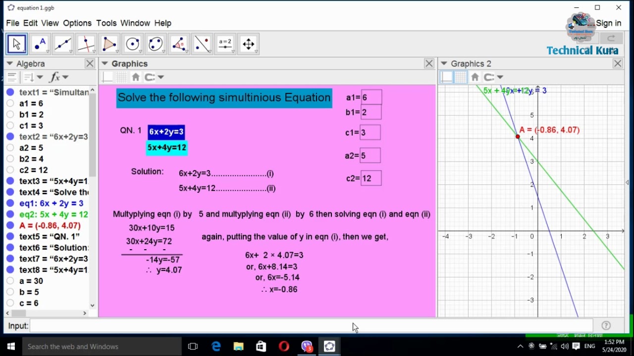 Solving Equation by using Geogebra[ prepared by Agni Dhakal] - YouTube