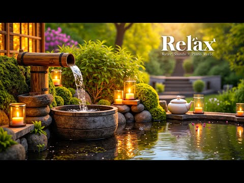 Relaxing Music Relieves Stress, Anxiety and Depression 🌿 Peaceful Piano + Bamboo Water Sounds