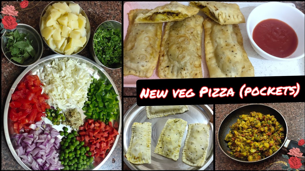 Veg Pizza pockets recipe at home /snacks recipes /cheese pizza puff ...