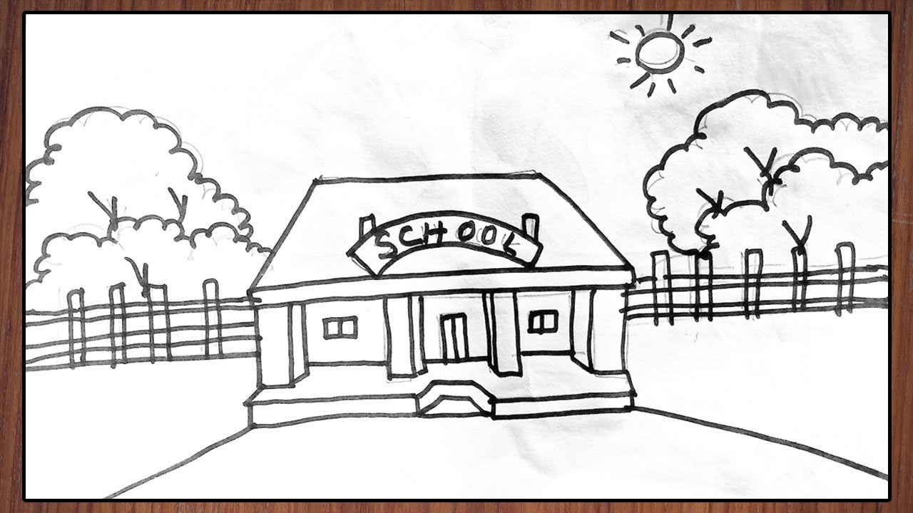 Easy Scenery for Kids | How to draw School Scenery Step by step - YouTube