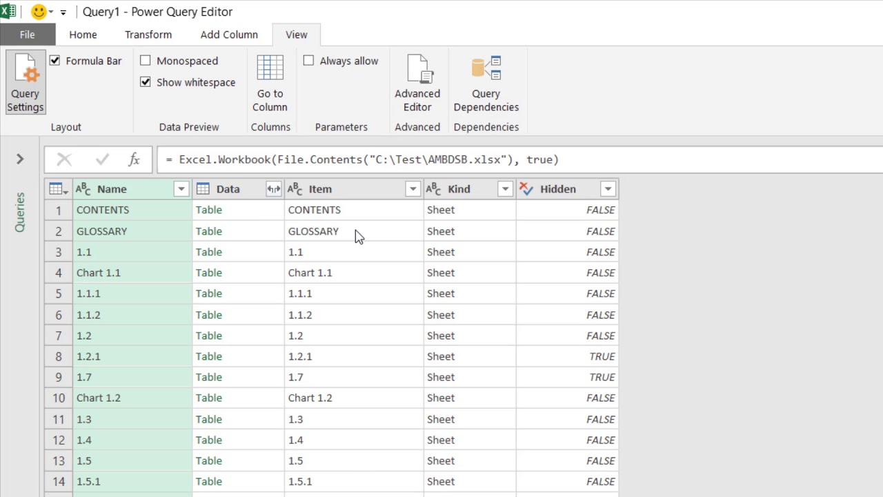 Powerquery Get List Of Sheet Name Using Powerquery M Language Excel Workbook Youtube