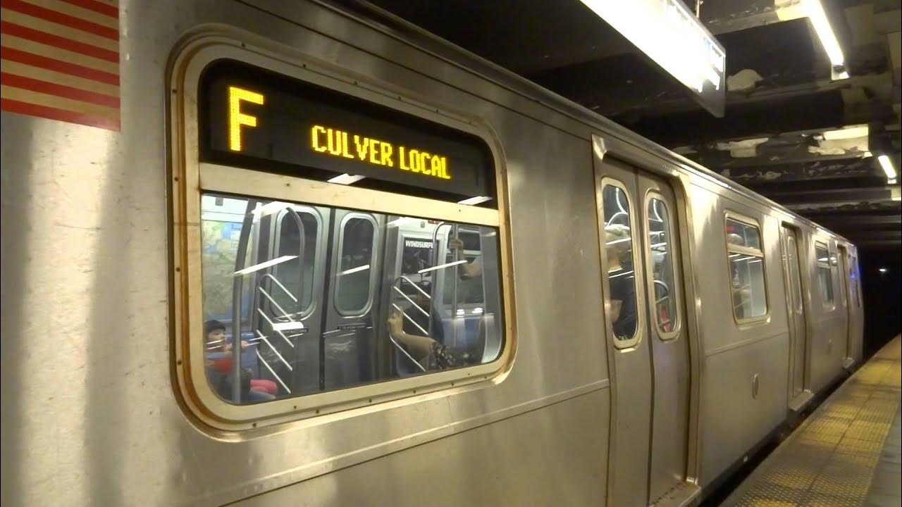NYC Subway Special: Coney Island-bound R160 (F) Entering & Leaving 14th Street-8th Avenue - YouTube