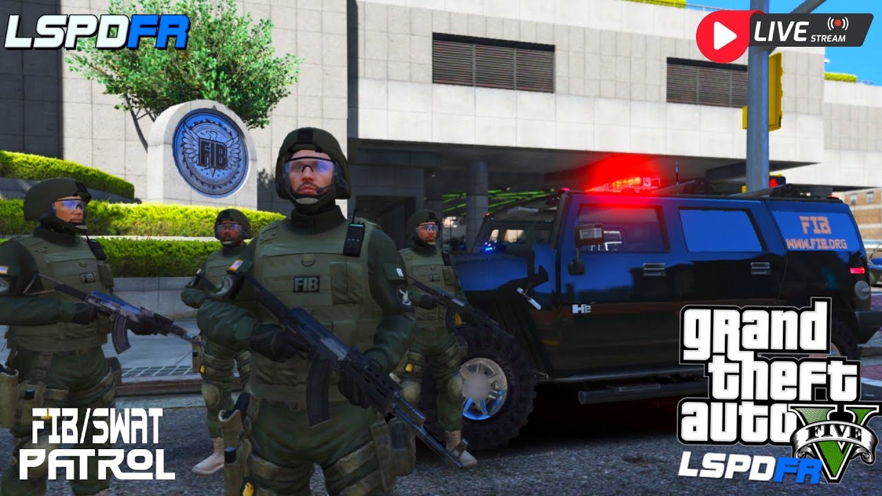 LIVE: GTA V LSPDFR Police Mod: SWAT/FIB Callouts in our Hummer2 - YouTube