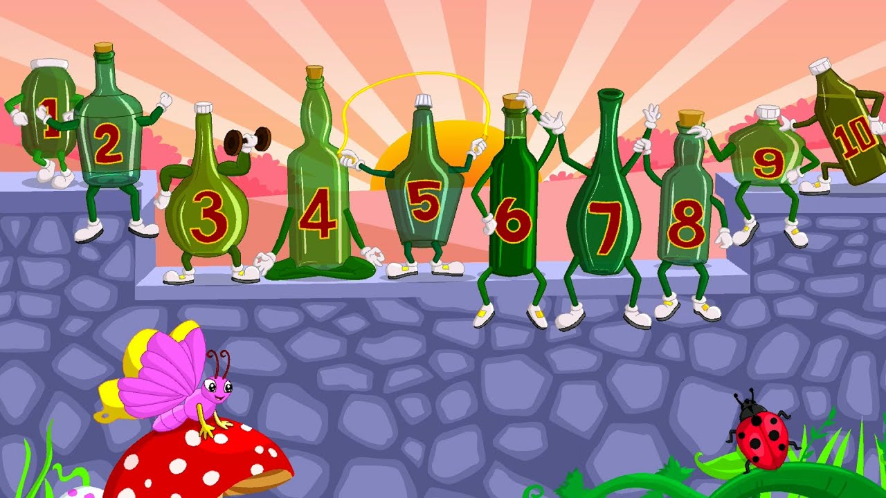 Ten green bottles Nursery rhymes songs with lyrics and action | Mids ...