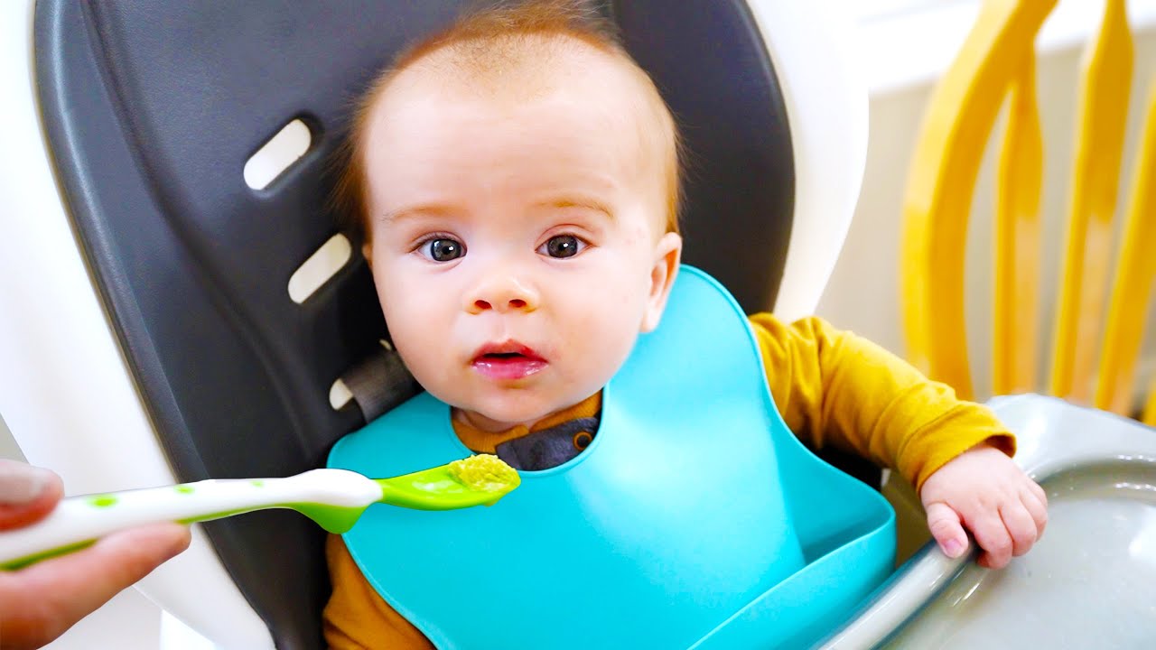 Baby Lucas Tries Food for the First Time! - YouTube