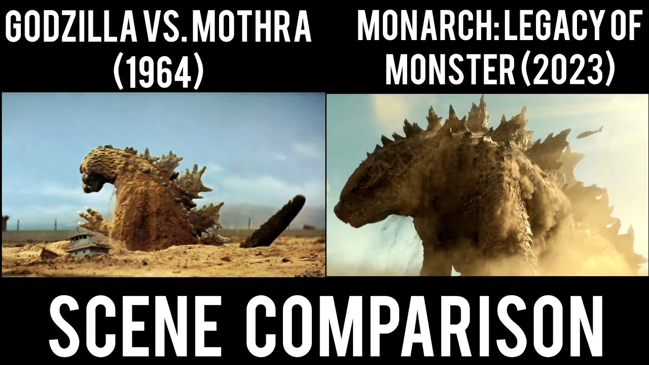 Godzilla Rising out ground - Scene Comparison (1964 & 2023) - YouTube
