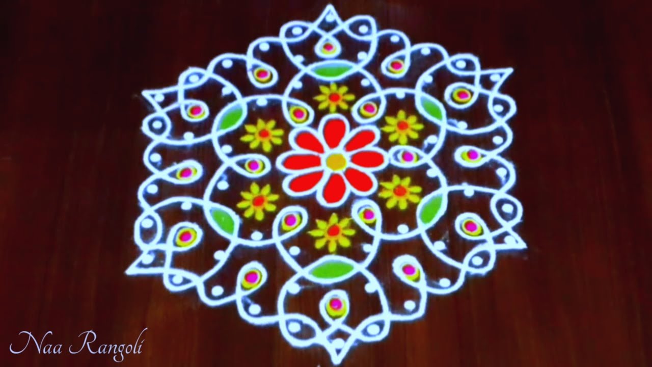 Colourful rangoli design 🌷Beautiful melikala muggulu🌷Festival muggulu ...