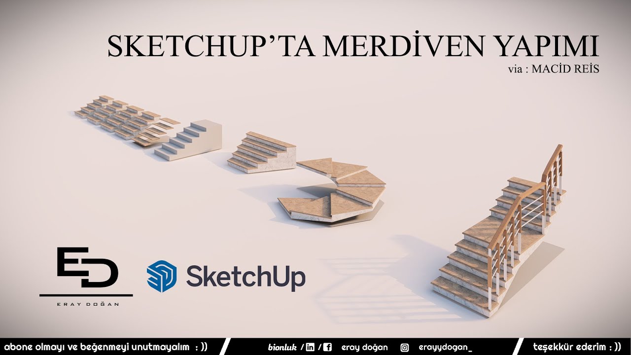 HIZLI MERDİVEN MODELLEME 'MAJ STAIR' | BEŞ DAKİKADA BEŞİKTAŞ | SKETCHUP ...