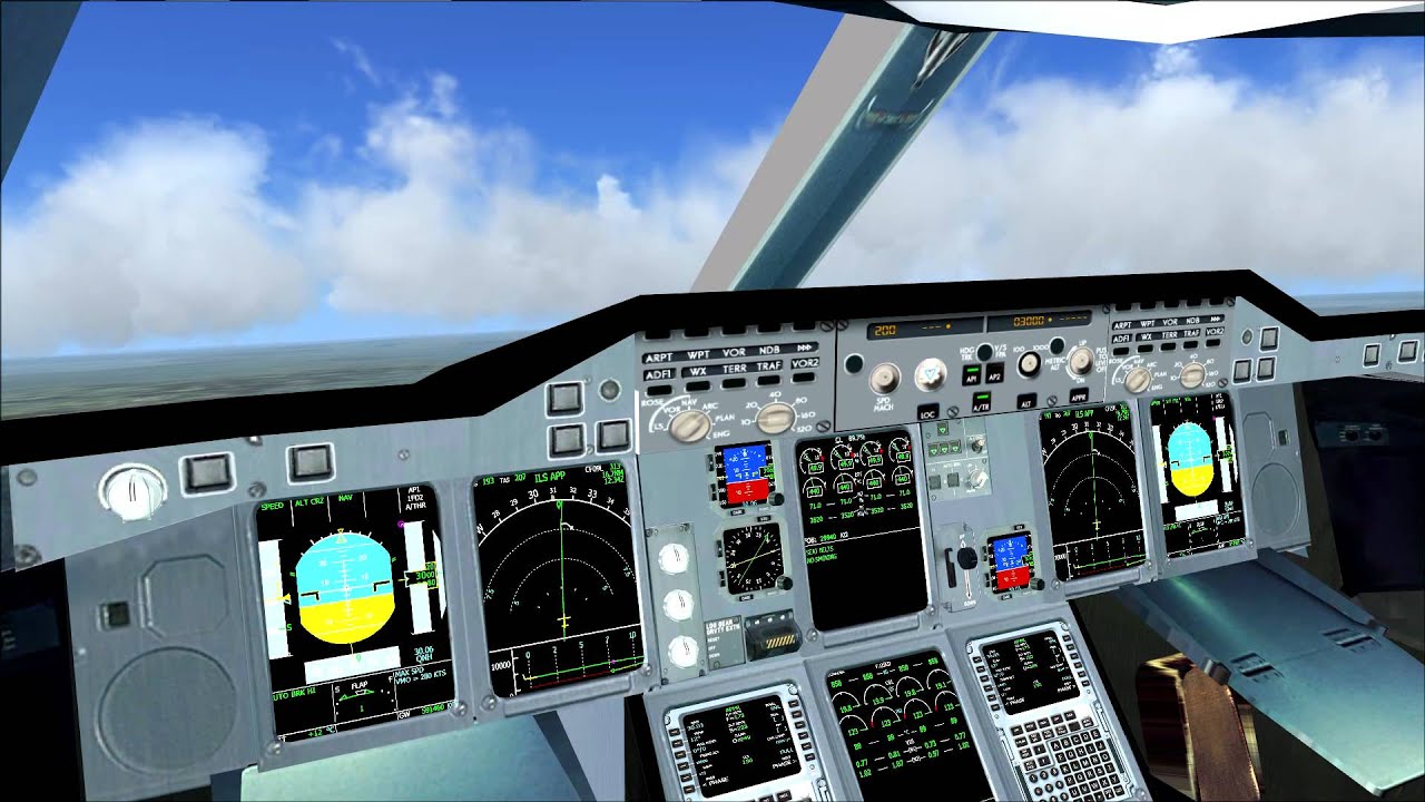 FSX WILCO A380 Virtual Cockpit (1080p) - YouTube