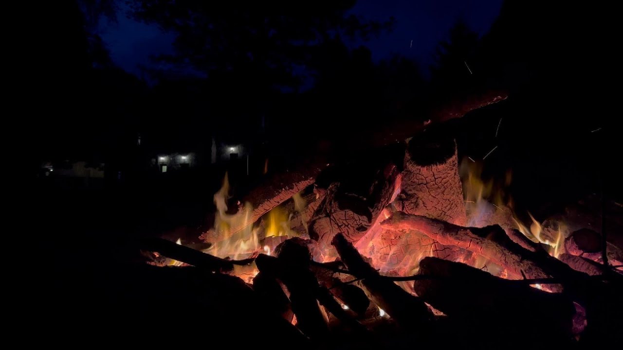 1 Hour Fire at Night with Dark Background – Relaxing Burning Fireplace ...