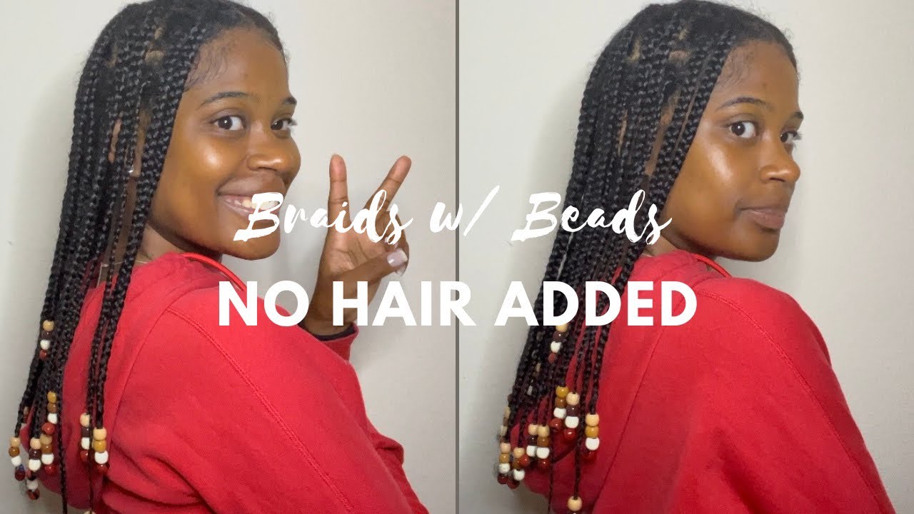 My Knotless Braids w/ Beads Routine (No Hair Added) | Beading Hack ...