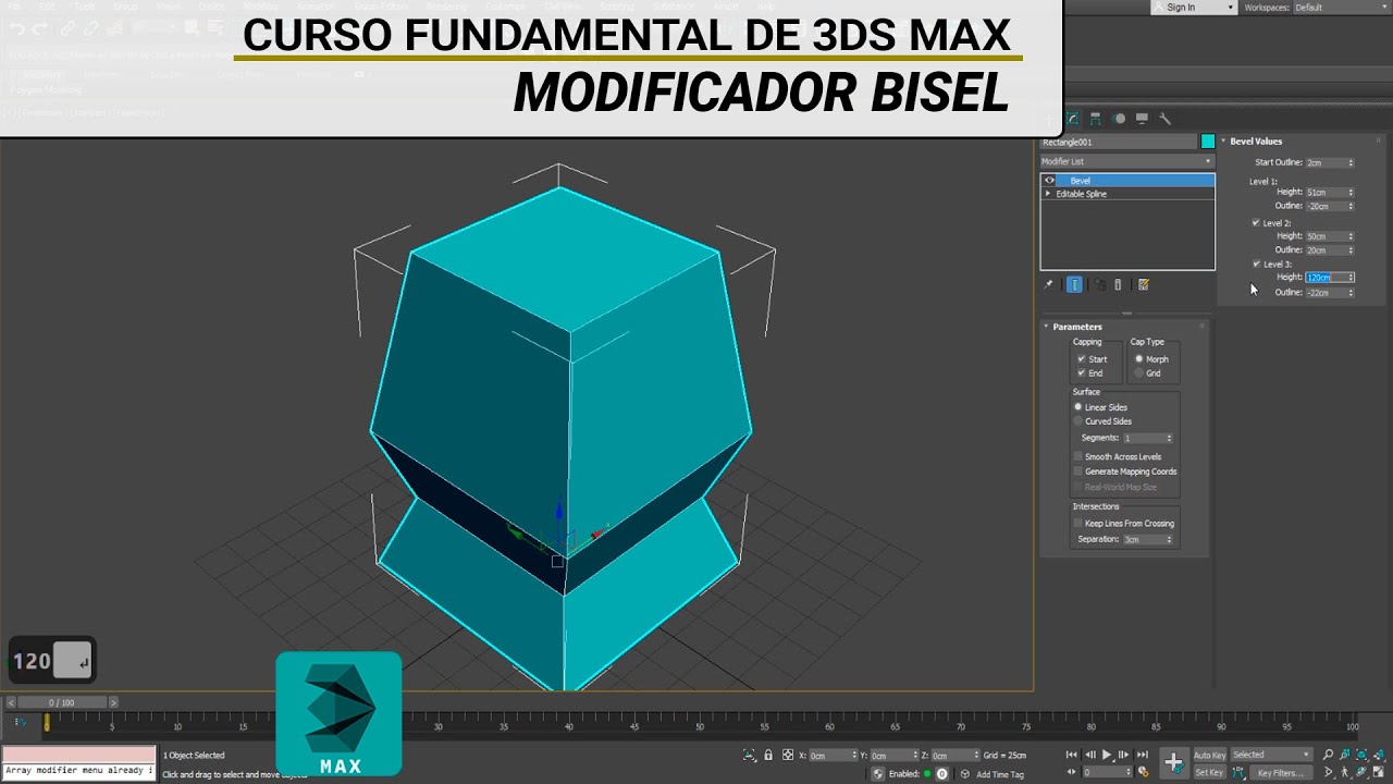 Curso 3DS Max Parte 35 - Modificador Bisel - YouTube