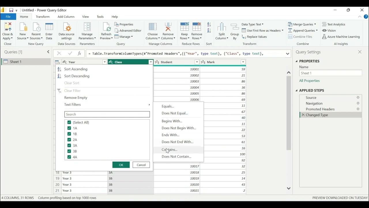 Power BI : Text Filter Contains With Power Query - YouTube