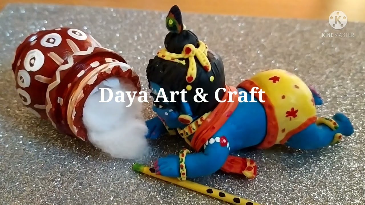 Lord krishna idol making with clay |Bal gopal making at home |waste ...
