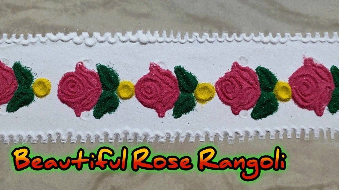 Simple Rose Border Rangoli | Creative Border Rangoli | Rangoli Tutorial ...