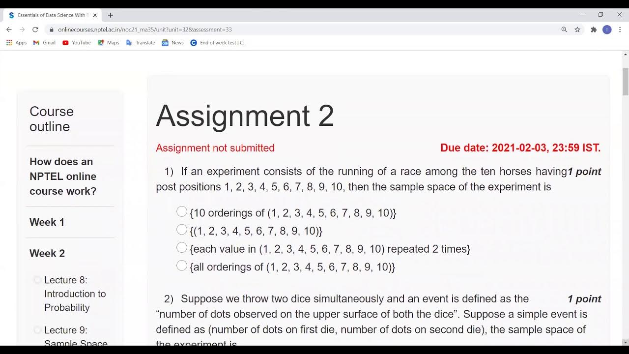 Essentials of data science with R software nptel assignment solution - YouTube