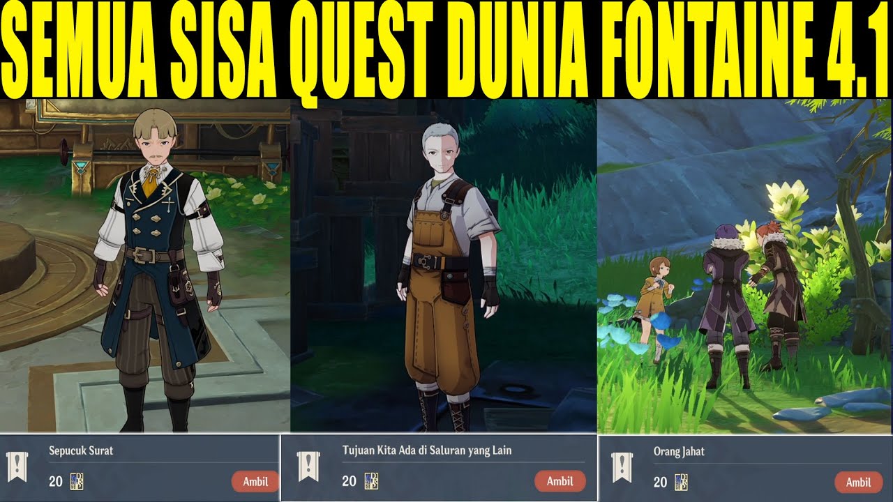 Semua 3 Lokasi Quest Dunia Terakhir di Fontaine !!! 【Genshin Impact ...