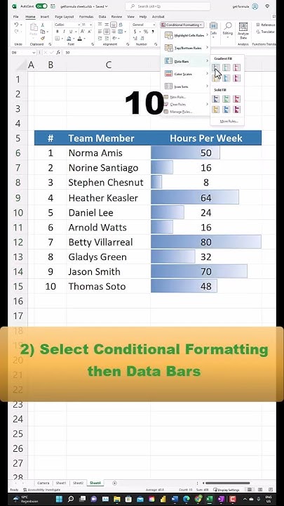 This is cool 💚😎💚 Excel Conditional Formatting with Data Bars: 20-Second Tutorial - YouTube