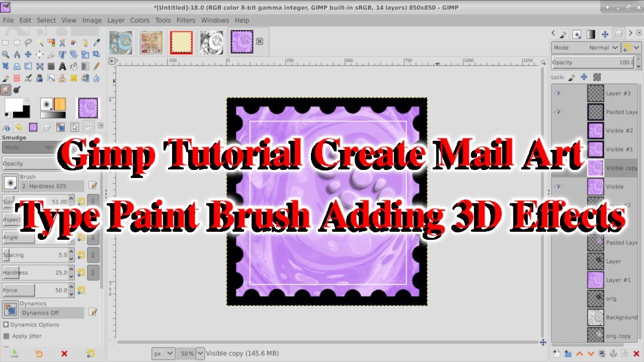 Gimp Tutorial Create Mail Art Type Paint Brush Adding 3D Effects to ...
