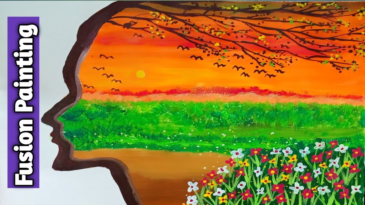 Fusion Painting | Acrylic Painting | Scenery Painting - YouTube