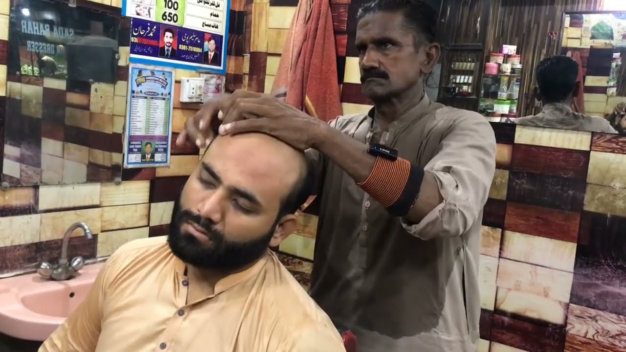 ASMR AMAZING HEAD, BACK, & ARMS MASSAGE IN BARBER SHOP BY MULTANI BABA ...