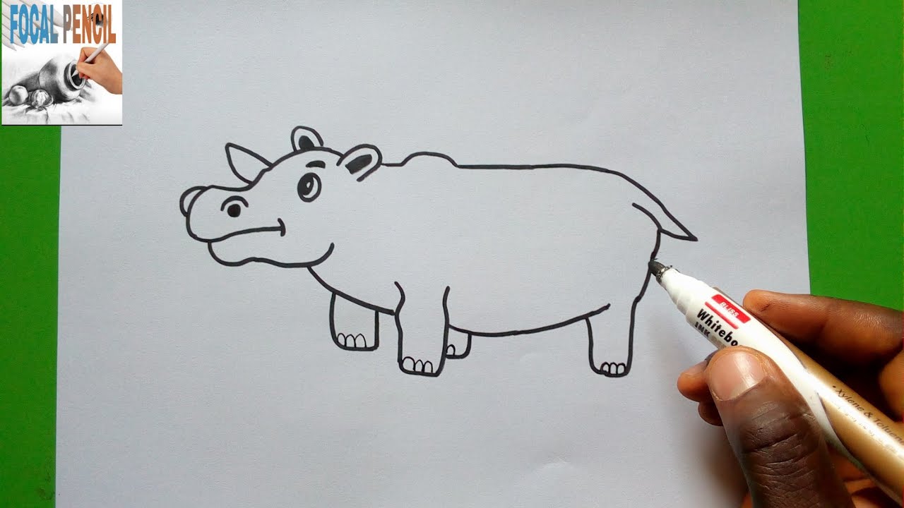 How To Draw A Cartoon Rhino - SUPER EASY - YouTube