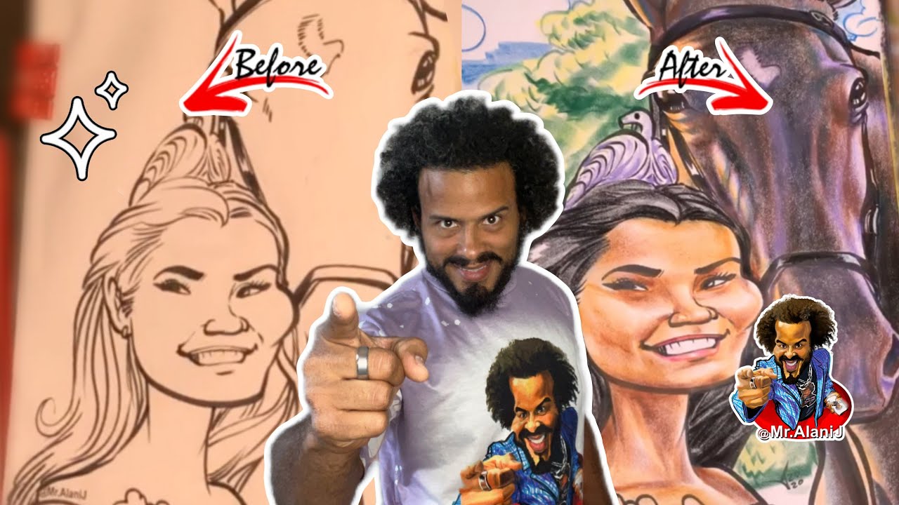 Drawing a Horse and girl in caricature form • caricature art by Alani J ...