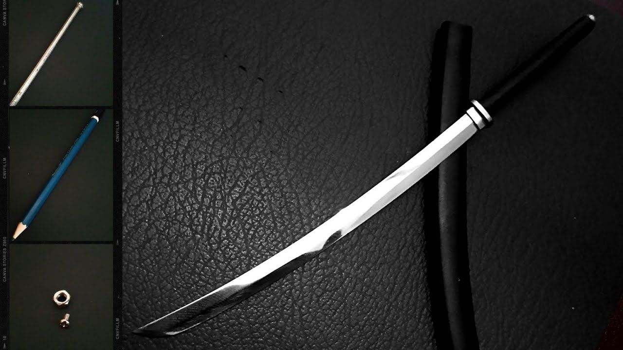 How to make a mini katana out of nails - YouTube